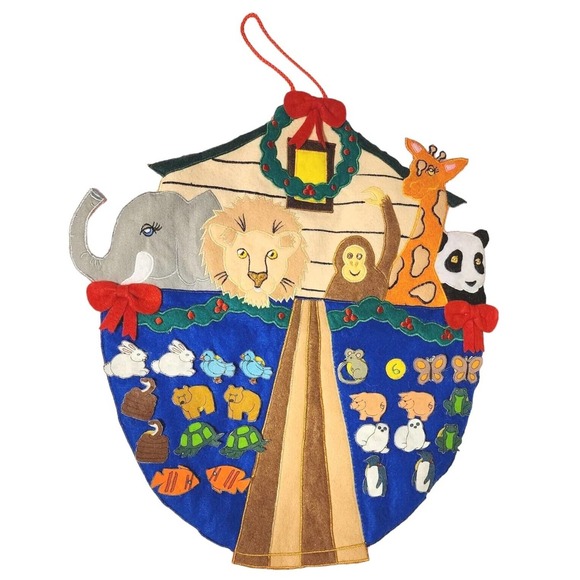 unknown | Office | Noahs Ark Christmas Hanging Felt Embroidered ...